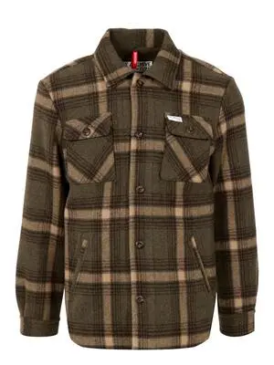FAY Wool-blend Plaid Shirt - Green