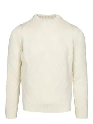 FILIPPO DE LAURENTIIS Geometric Diamond Knit Wool Sweater - Latte
