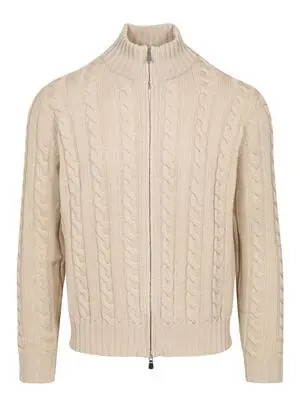 FILIPPO DE LAURENTIIS Filippo De Laurentis Wool Braided Knit Sweater Sand