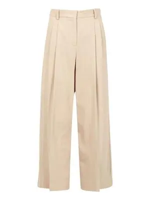 Max Mara Wide-leg Gabardine Trousers - Beige