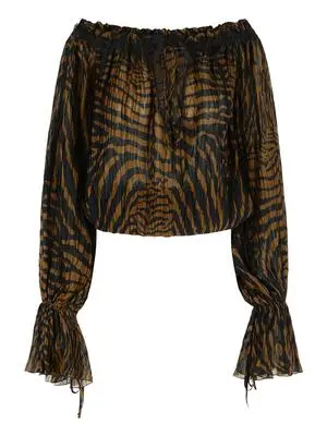 Blumarine Viscose Chiffon Blouse - Brown