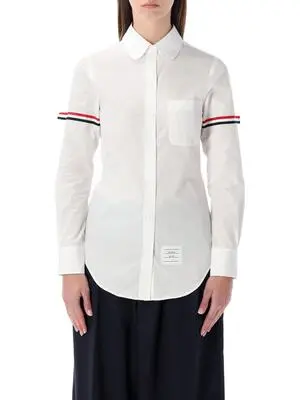 Thom Browne Poplin Shirt With Rwb Sleeve Detailing - White