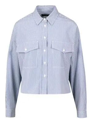 Max Mara Striped Canvas Shirt - Oceano+bianco