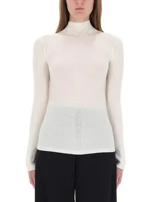 BOSS Ribbed Knit Top - White