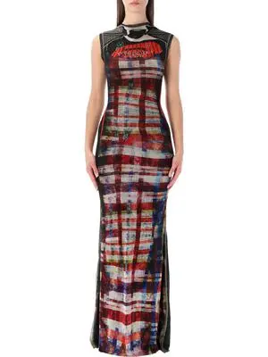 Ottolinger Mesh Long Dress - Racing Plaid