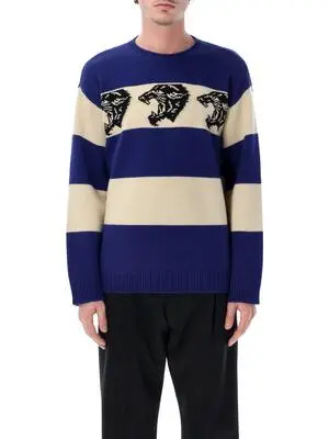 Valentino Garavani Wool Panther Sweater - Indigo/butter