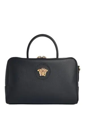 Versace La Medusa Boston Leather Bag - Black
