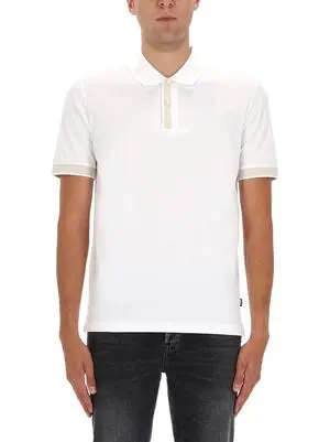 BOSS Polo Shirt With Machined Details - White