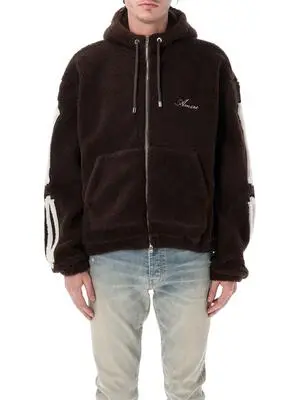 Amiri Bones Fleece Zip Hoodie - Dark Brown