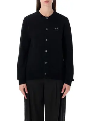 Play Comme Des Garcon Comme Des Garçons Play Crystal Heart Wool Cardigan - Black