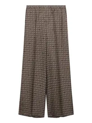Max Mara Printed Wide-leg Silk Trousers - Brown