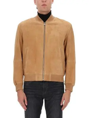 BOSS Regular Fit Leather Jacket - Beige