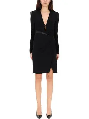 Versace V Neck Mini Dress - Black