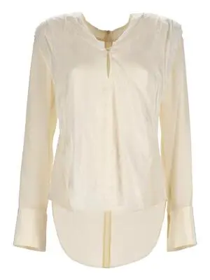 Victoria Beckham Silk Long Sleeve Top - Ivory