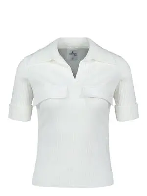 COURREGES Ribbed Viscose Polo - White