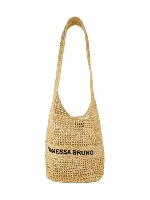 Vanessa Bruno Woven Cotton Shoulder Bag - Beige