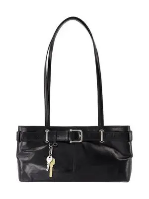 OSOI Leather Shoulder Bag With Buckle Detail - Black