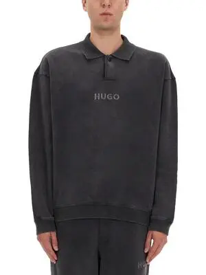 Hugo Polo Sweatshirt 'delwy - Grey