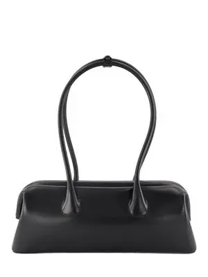 OSOI Boat Wide Leather Shoulder Bag - Black