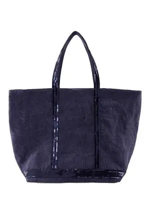 Vanessa Bruno Cabas L Linen Shopper Bag Blue