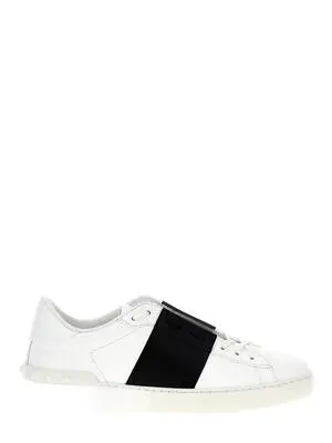 Valentino Garavani Leather 'open' Sneakers - White/black