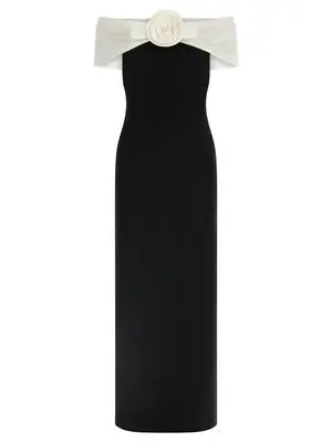 SELF-PORTRAIT Crêpe Flower Maxi Dress - White/black