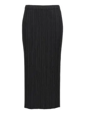 Issey Miyake Basics Pleated Midi Skirt - Black
