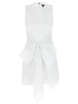 Remain Birger Christensen Cotton Poplin Mini Dress With Bow - White