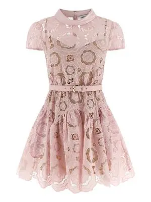SELF-PORTRAIT Floral Lace Mini Dress - Pink