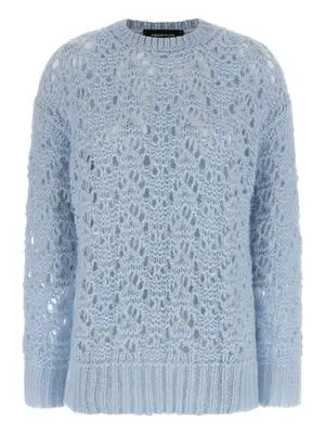 Fabiana Filippi Openwork Wool-blend Sweater - Light Blue