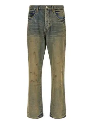 PURPLE BRAND P011 Dirty Oil Repair Denim Jeans - Yellow
