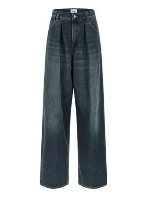 HAIKURE Delavé Cotton Denim Wide Leg Jeans - Blue