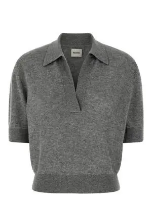 Khaite Shrunken Jo' Knit Polo Shirt - Gray