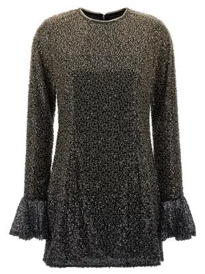 Remain Birger Christensen Beaded Long Sleeve Mini Dress - Brown