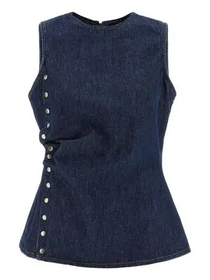 ROTATE BY BIRGER CHRISTENSEN Denim Buttoned Top - Blue