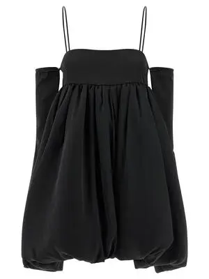 Remain Birger Christensen Satin Le Bubble Mini Dress - Black