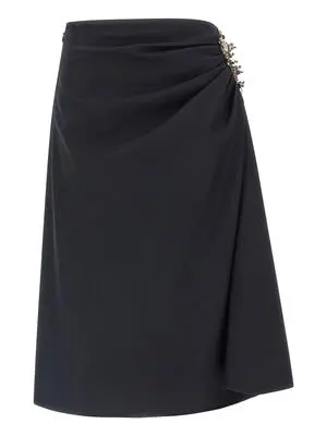 Dries Van Noten Sovora Herringbone Wool Midi Skirt - Blue