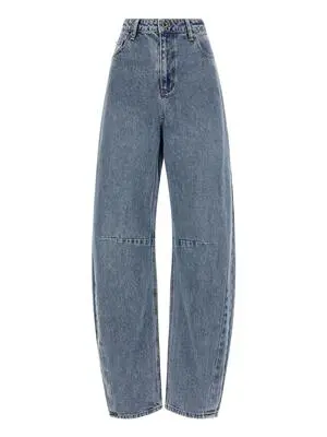 SELF-PORTRAIT Barrel Leg Jeans - Blue