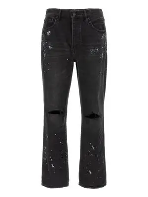 PURPLE BRAND P011 Knee Slit Paint Jeans - Black