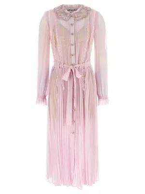 SELF-PORTRAIT Pleated Georgette Midi Dress - Pink