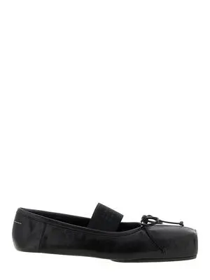 MAISON MARGIELA Crinkle Effect Leather Ballet Flats - Black