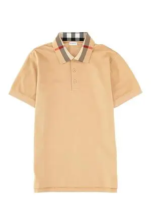 Burberry Polo Shirt With 'check' Collar - Beige
