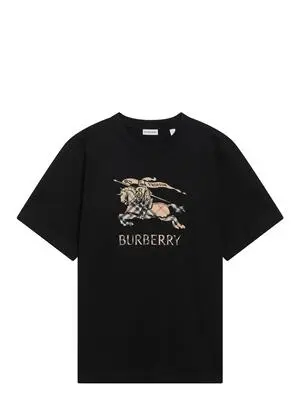Burberry T Shirt With Shaded Ekd Print - Black
