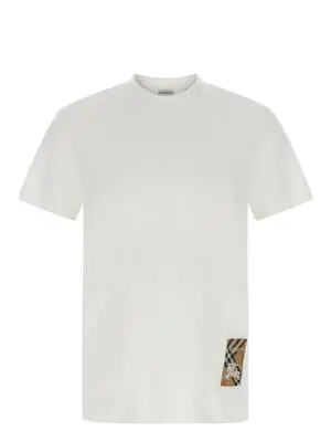 Burberry Check Patch T Shirt - White