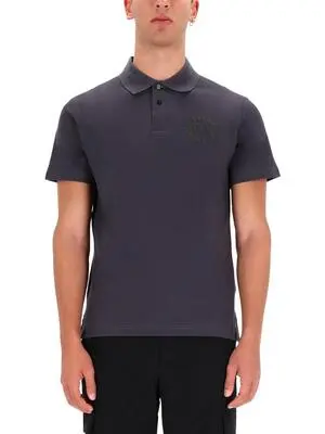 Versace Polo With Logo - Grey