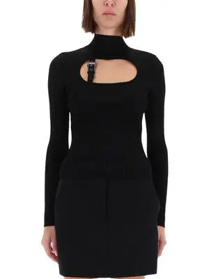 Versace Ribbed Top With Buckle - Black