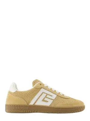 Balmain Swan Leather Sneakers - Beige