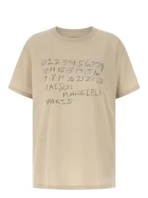 MAISON MARGIELA Printed Cotton T-shirt - Beige