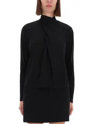 Versace Shirt With Draped Collar - Black