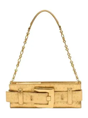 Balmain Anthem Leather Clutch - Gold